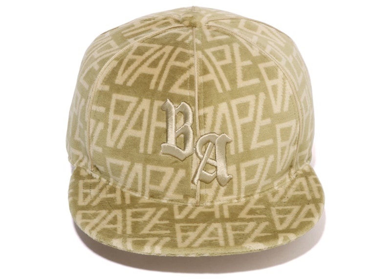 BAPE Bape Logo Monogram Velour Cap Beige - SS23 - US