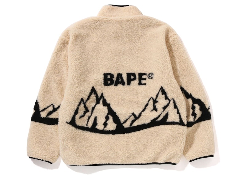 BAPE Bape Mountain Relaxed Fit Boa Jacket Beige Men's - FW22 - US