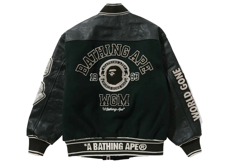 BAPE Bape Patch Varsity Jacket Green Men's - FW23 - US