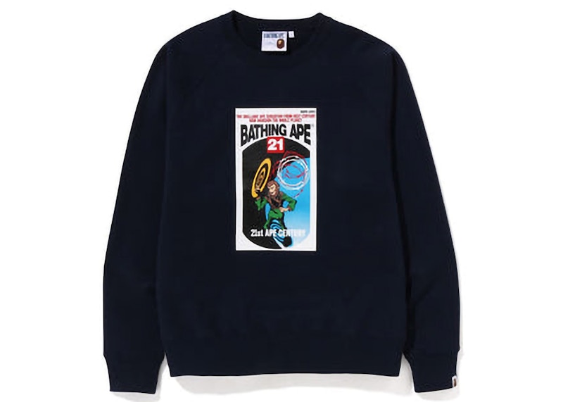 BAPE Bathing Ape Graphic Relaxed Fit Crewneck Navy - SS23 - US