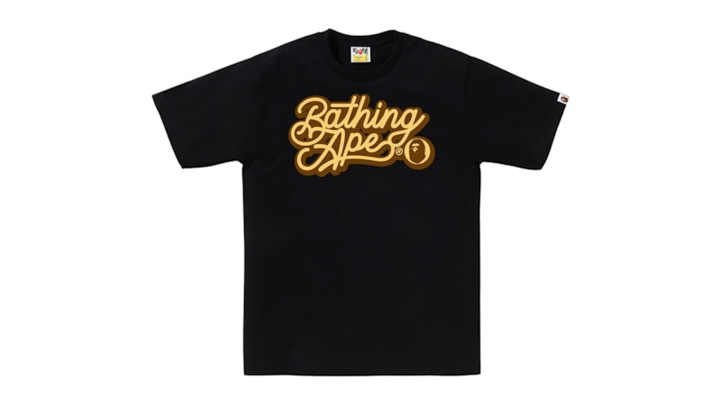 BAPE Bathing Ape Script Logo Tee Black/Brown Men's - SS25 - US