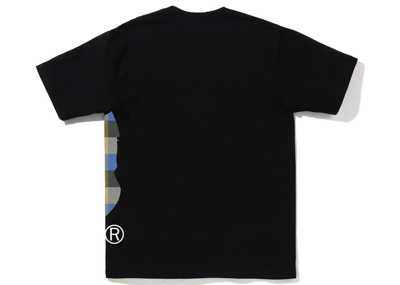 BAPE Block Check Side Big Ape Head Tee (FW22) Black Beige Men's - FW22 - US