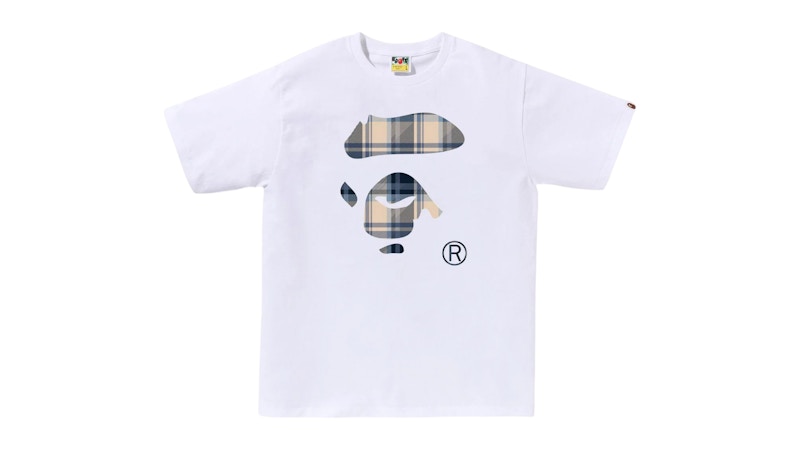BAPE Check Ape Face Tee White/Blue Men's - FW25 - US