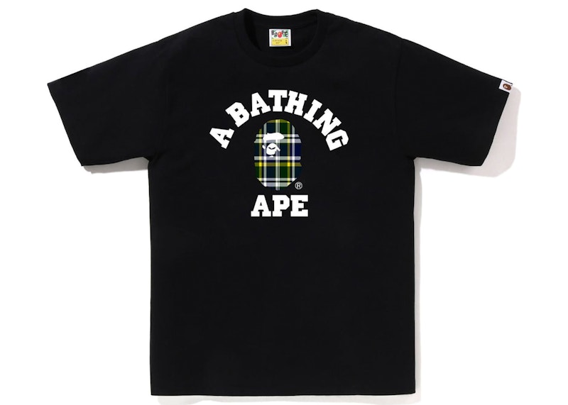BAPE Check College Tee (SS23) Black Green Men's - SS23 - US