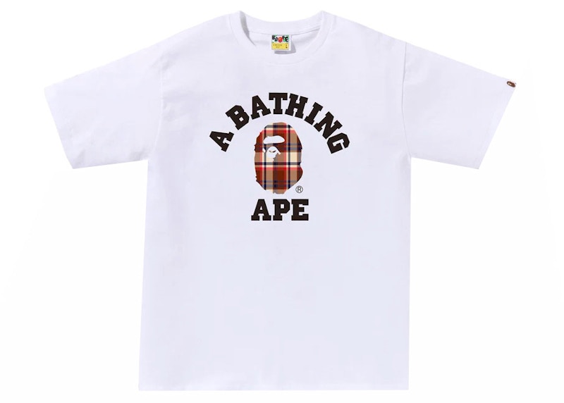 BAPE Check College Tee White Men's - FW23 - US