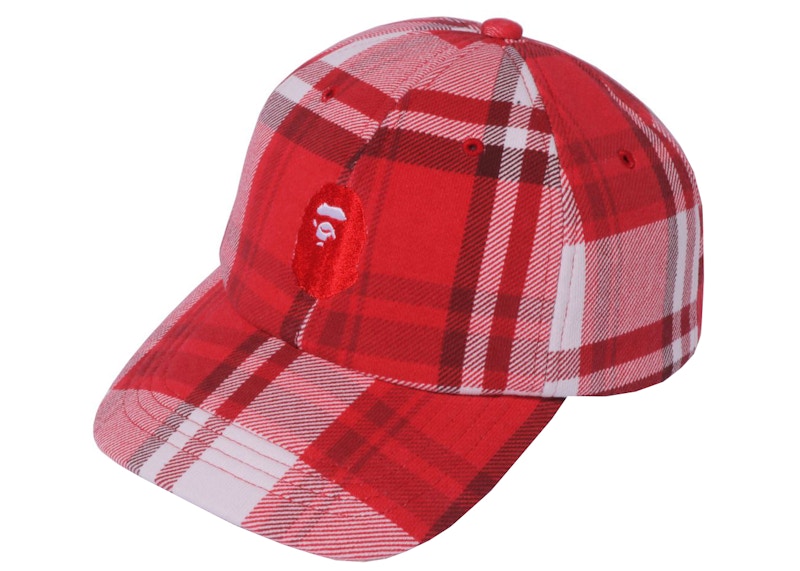 BAPE Check Gift Ape Head Cap Red Men's - SS22 - US