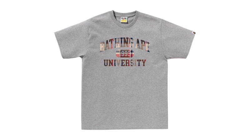 BAPE Check University College Logo Tee Gray Men's - FW25 - US