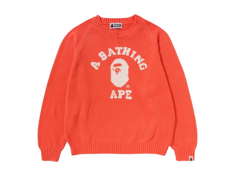 BAPE College Knit Sweater Orange Men's - SS25 - US