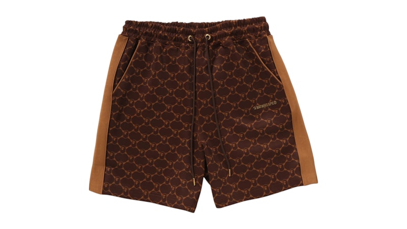 BAPE College Monogram Relaxed Fit Sweat Shorts Brown Men's - SS25 - US