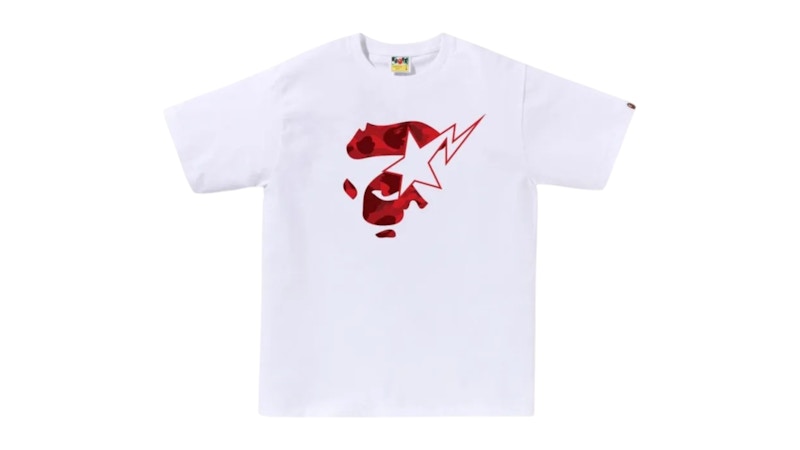 BAPE Color Camo Ape Face Sta Tee White Red Men's - SS25 - US
