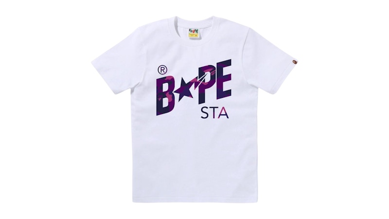 BAPE Color Camo Bape Sta Logo Tee White Purple Men's - SS25 - US
