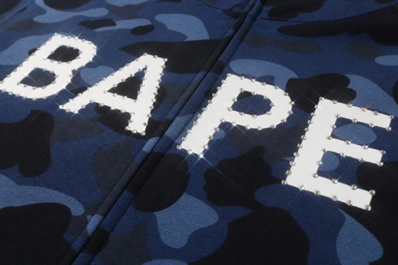 BAPE Color Camo Bape Swarovski Full Zip Hoodie Navy Men's - SS19 - US