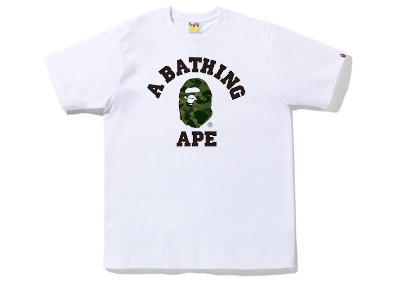 BAPE Color Camo College Tee (FW22) White Green Men's - FW22 - US