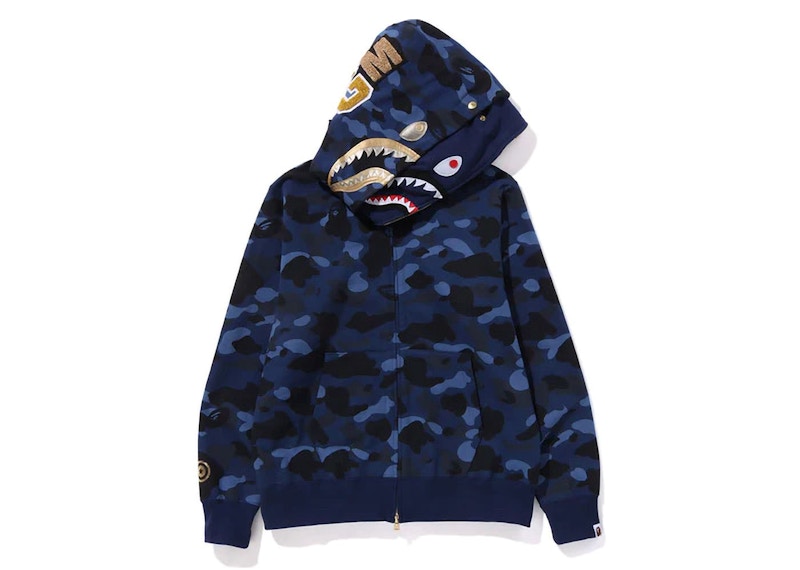 BAPE Color Camo Double Shark Full Zip Hoodie (SS24) Navy Men's - SS24 - US
