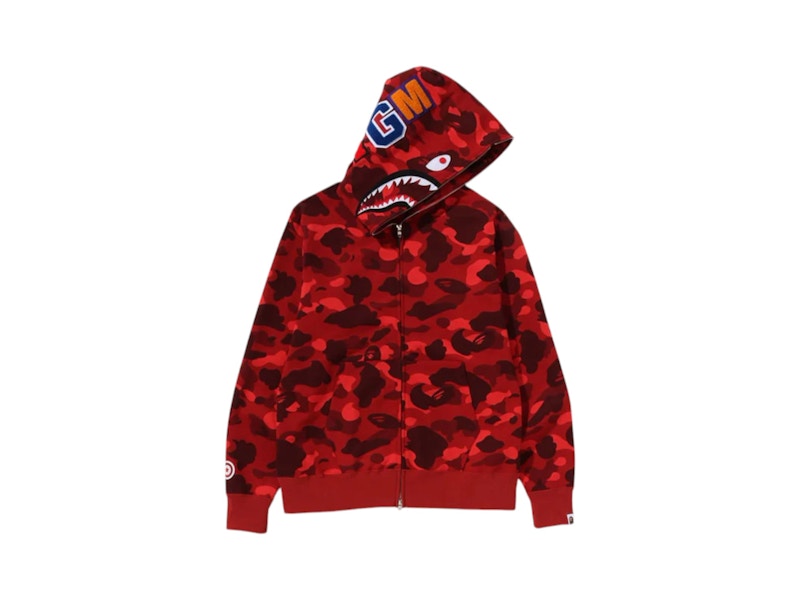 BAPE Color Camo Shark Full Zip Hoodie (FW24) Red Men's - FW24 - US