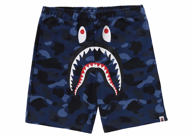 BAPE Color Camo Shark Sweat Shorts (SS24) Navy Men's - SS24 - US