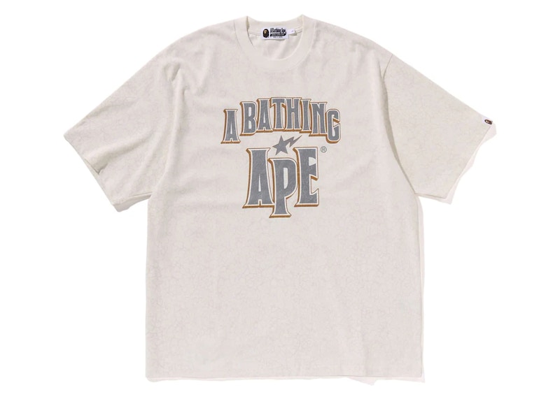 BAPE Crack Print Pattern Logo Relaxed Fit Tee White Men's - FW24 - US