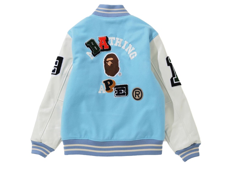 BAPE Crazy Patch Varsity Jacket Sax Men's - FW21 - US