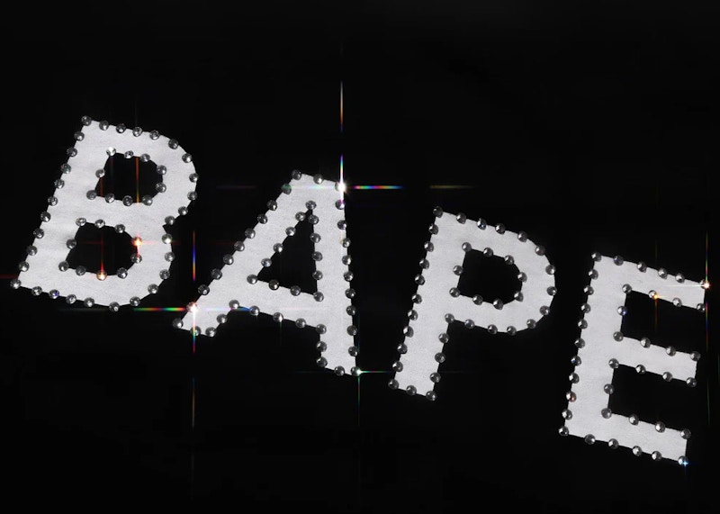 BAPE Crystal Stone Bape Logo Tee Black Men's - FW23 - US