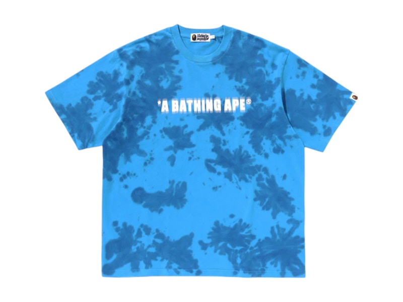 BAPE Destroyed Bleach Logo Relaxed Fit Tee Blue Men's - SS25 - US