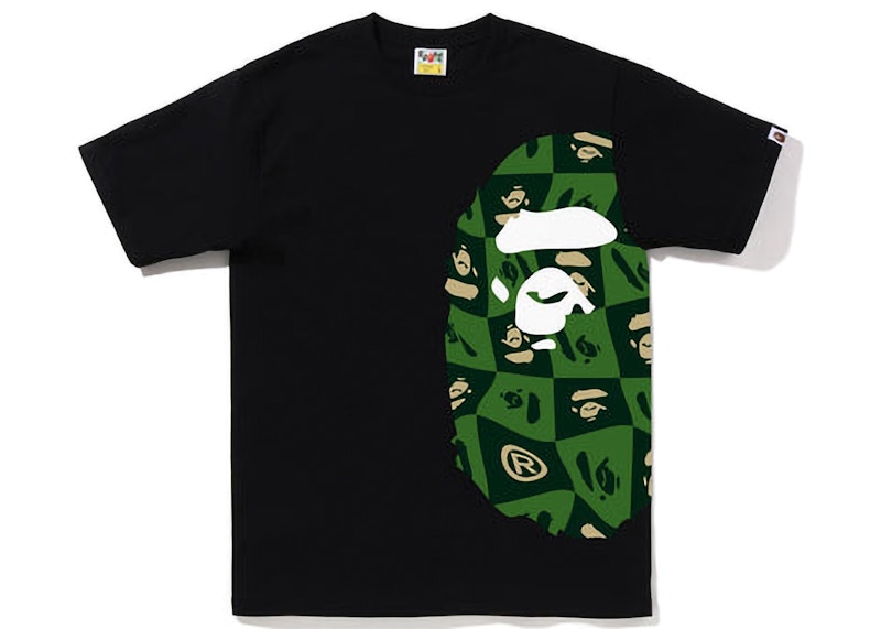 BAPE Distortion Side Big Ape Head Tee Black Green - FW22 - US