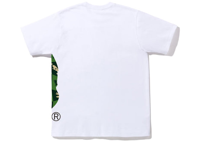 BAPE Distortion Side Big Ape Head Tee White Green Men's - FW22 - US