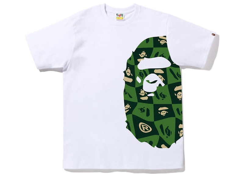BAPE Distortion Side Big Ape Head Tee White Green Men's - FW22 - US