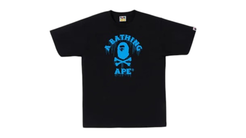 BAPE Drip Ape Crossbone College Tee Navy Men's - SS25 - US