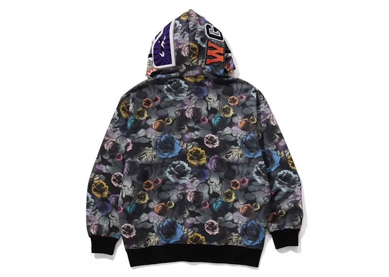 BAPE Floral Camo Shark Relaxed Fit Full Zip Hoodie Black Men's - SS24 - US