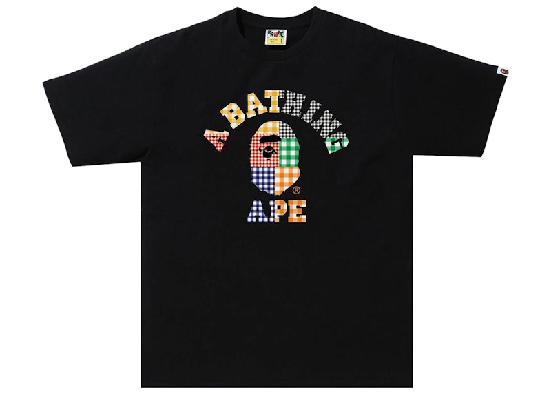 BAPE Gingham Check College Tee Black - SS21 Men's - US