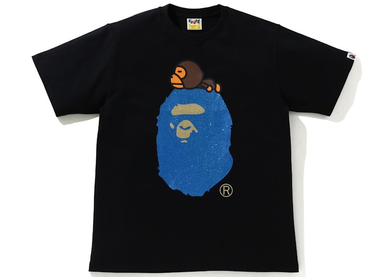 BAPE Glitter Milo on Big Ape Tee Black/Blue - SS21