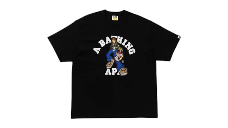 BAPE Graffiti Character College Relaxed Fit Tee Black 남성 - SS24 - KR
