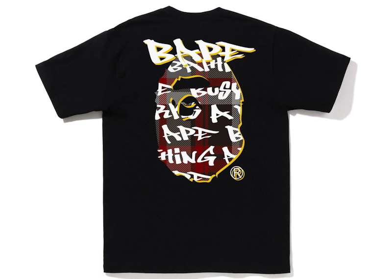 BAPE Graffiti Check Ape Head Tee Black Black Men's - FW22 - US