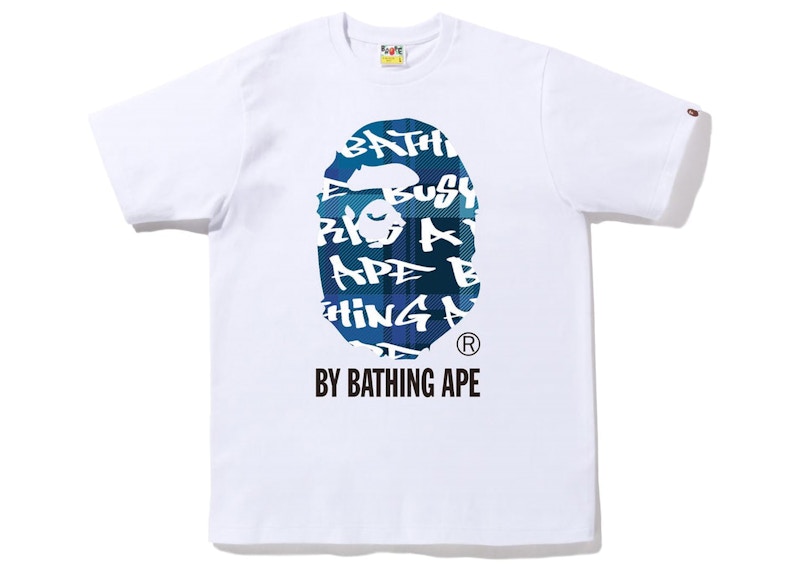 BAPE Graffiti Check By Bathing Ape Tee White Blue Men's - FW22 - US