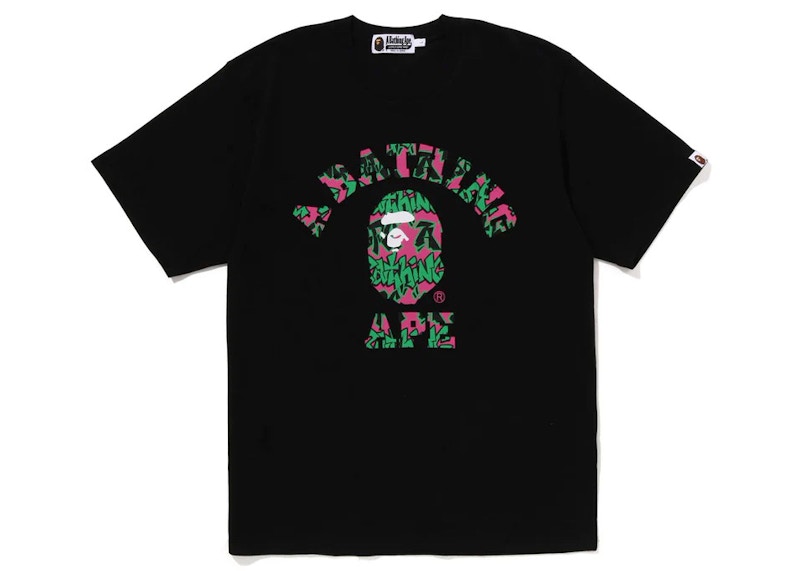 BAPE Graffiti Pattern College Tee Black Men's - SS23 - US