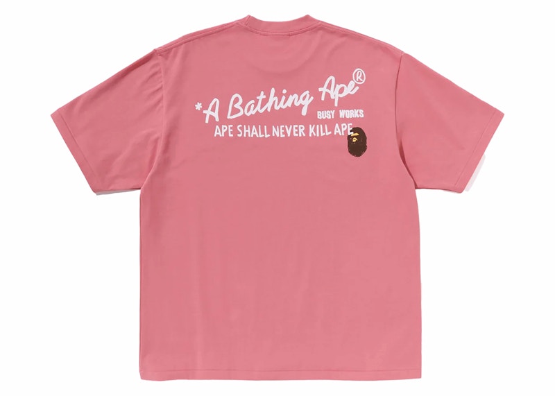 BAPE Hand Draw Bape Relaxed Fit Tee Pink Men's - SS24 - US