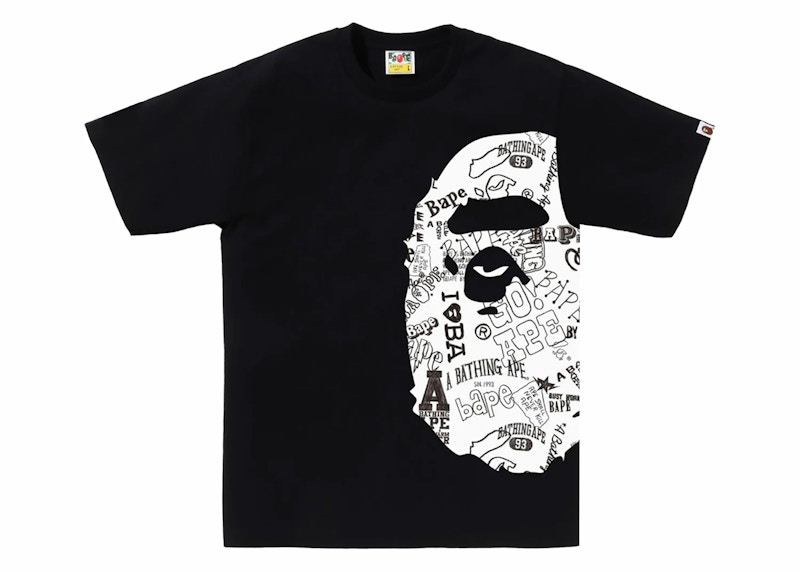 BAPE Hand Draw Pattern Side Big Ape Head Tee Black/White Men's - SS24 - US