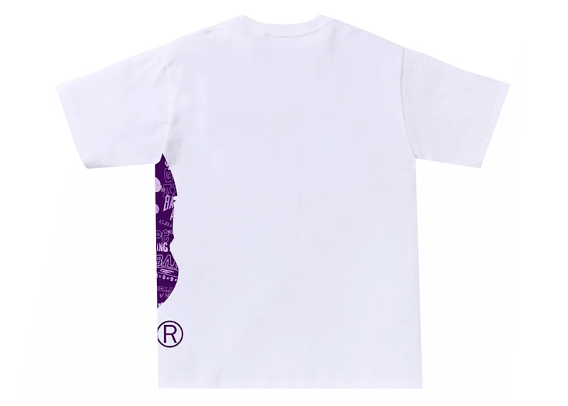 BAPE Hand Draw Pattern Side Big Ape Head Tee White/Purple Men's - SS24 - US