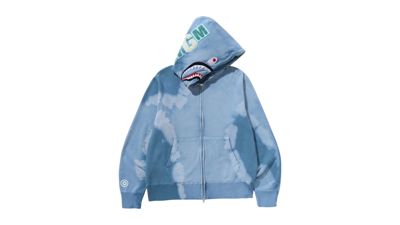 BAPE Hand Dye Shark Full Zip Hoodie Blue Men's - FW25 - US