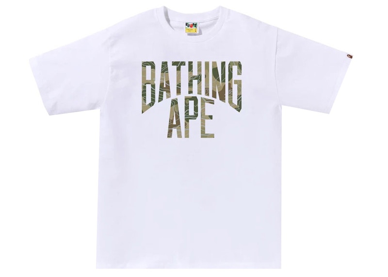 BAPE Layered Line Camo NYC Logo Tee White/Beige Men's - SS23 - US