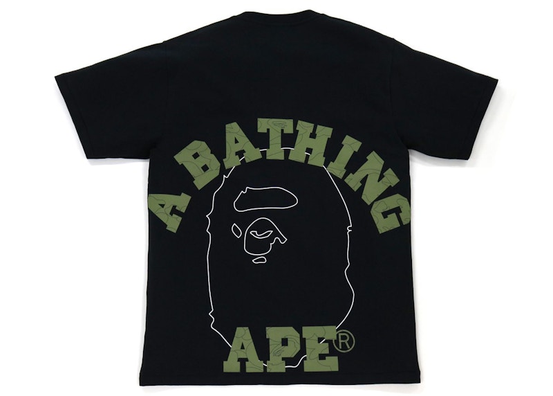 BAPE Line 1st Camo Face Over College Tee Black/Green Men's - FW21 - US