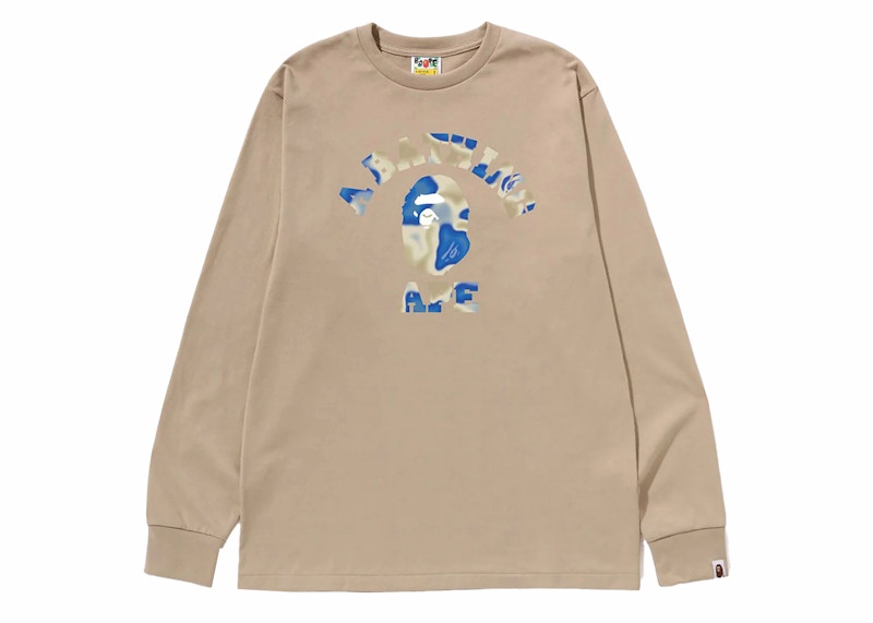 BAPE Liquid Camo College L/S Tee Beige Men's - SS24 - US
