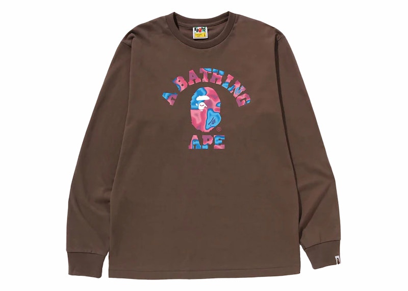 BAPE Liquid Camo College L/S Tee Brown Men's - SS24 - US
