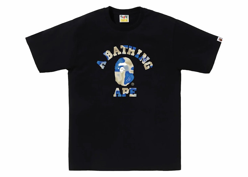 BAPE Liquid Camo College Tee Black/Blue Men's - SS24 - US