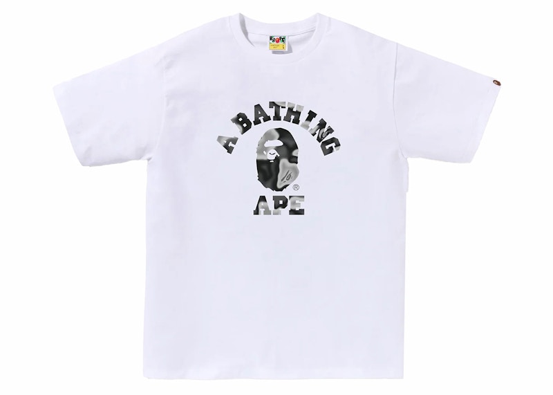 BAPE Liquid Camo College Tee White/Black Men's - SS24 - US
