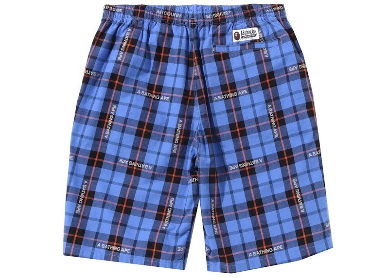 BAPE Logo Check Shorts Blue Men's - SS22 - US