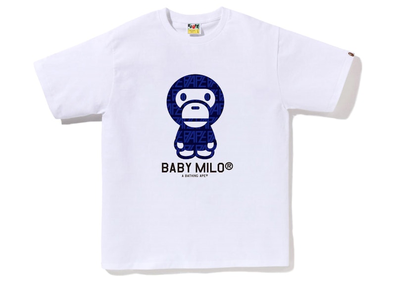 BAPE Logo Monogram Baby Milo Tee White Navy - SS23 - US
