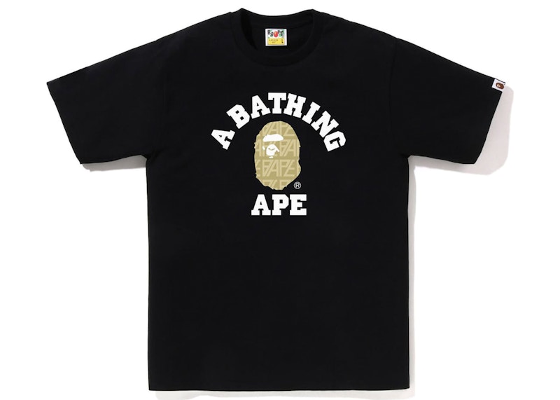 BAPE Logo Monogram College Tee Black Beige Men's - SS23 - US