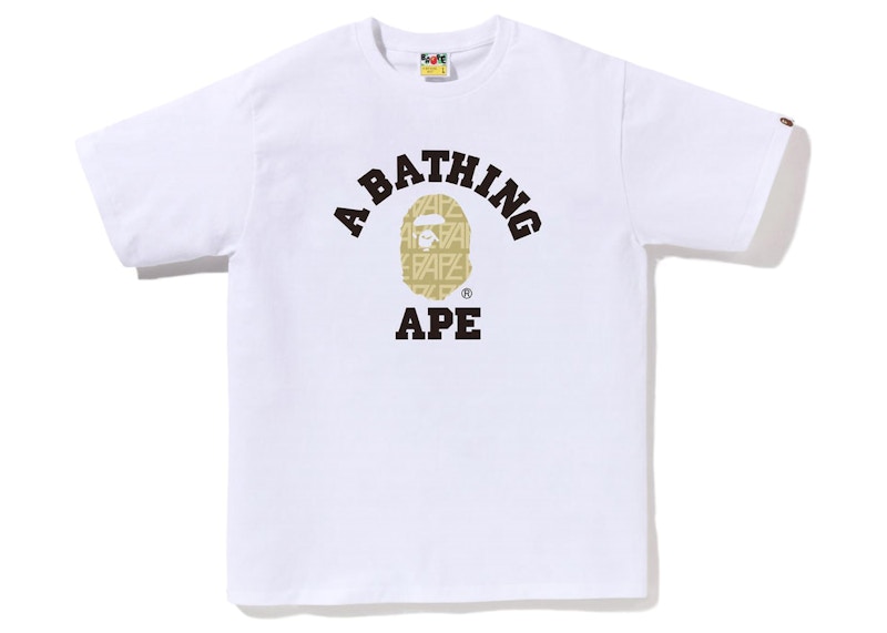 BAPE Logo Monogram College Tee White Beige Men's - SS23 - US