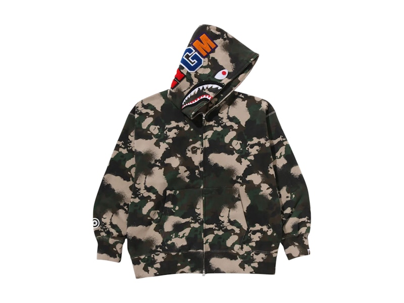 BAPE Map Camo Shark Full Zip Hoodie Green Men's - SS25 - US
